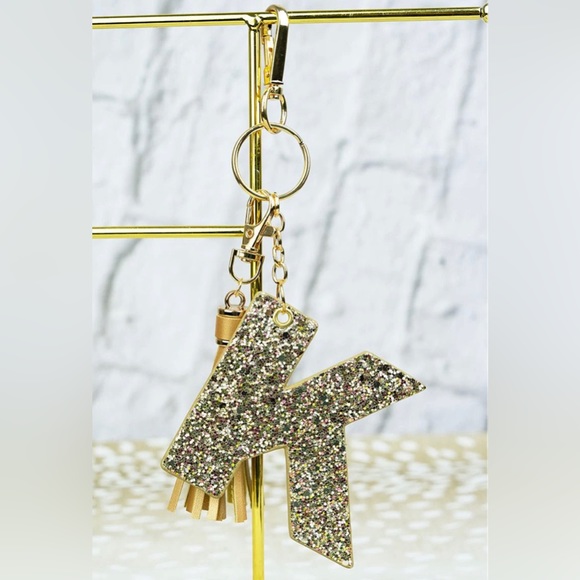 Accessories | Gold Glitter Letter K Keychain | Poshmark